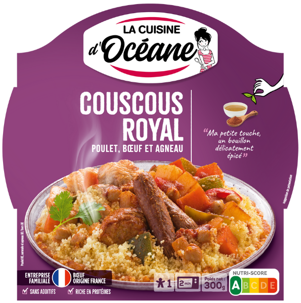 Couscous royal - Poulet, merguez de bœuf et boulette d'agneau - La ...